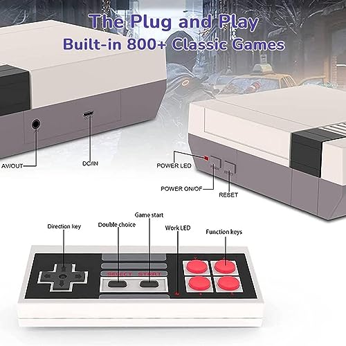 Retro Game Console,Classic Mini Game System Preloaded 820 Video Games and 2 Wireless Controllers,AV and HDMI Retro Toys Gifts for Kids and Adults.