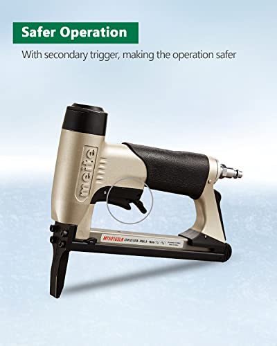 meite MT5016SLN Pneumatic Upholstery Stapler 20 Gauge 1/2-Inch Crown 1/4-Inch to 5/8-Inch Length Long Nose Stapler Fine Wire Stapler with Safety