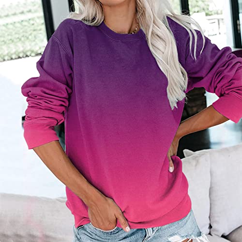 kangguolai Full Zip Hoodies Women Womens Casual Round Neck Sweatshirt Long Sleeve Top Gradient Pullover Loose Version Pullover,My Orders Recent