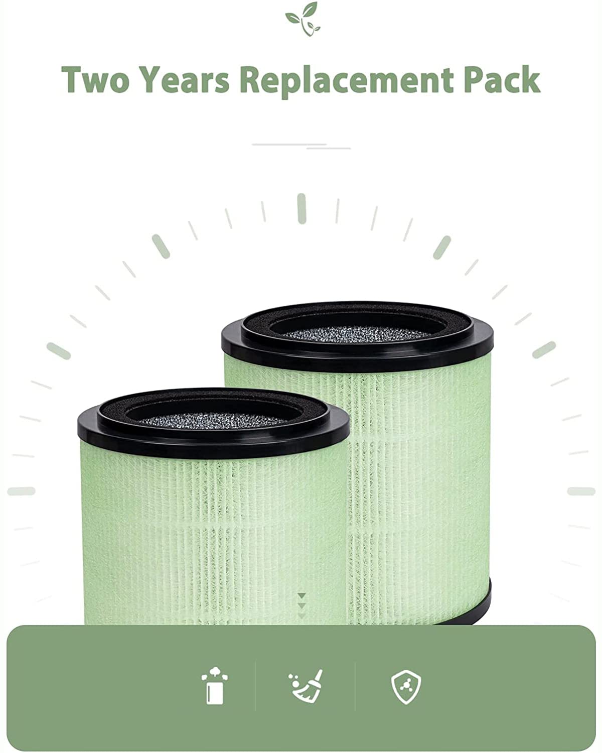 Future Way Upgraded Filter Replacement Compatible with Air Purifier 5-Speed for Large Room 500 sq ft, Better Dander and Pet Odor Control, 2-Pack