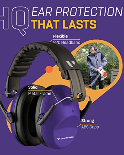 Vanderfields Hearing Protection Headphones 20dB Noise Reduction, Noise Cancelling Ear Muffs for Adults-Passive Ear Protection for Shooting Range, Fireworks, Construction, Lawn Mowing Safety Ear Muffs