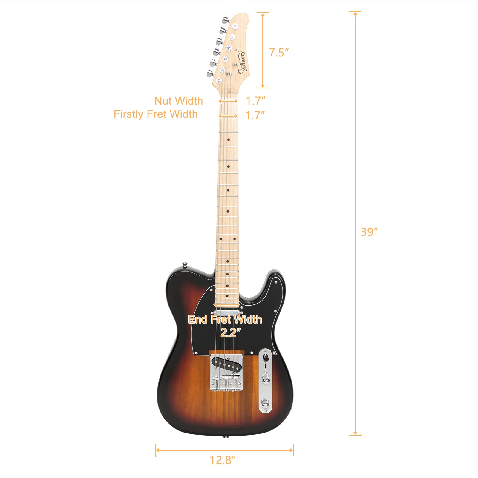 GLARRY 39" GLP Electric Guitar Solid Body Full Size Kit for Beginner, Humbucker Pickups, 3-Ways Switch with Bag, Strap, Cable, Plectrum, Pick (Black)