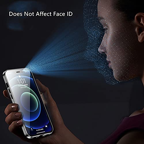 Jonwelsy Case for iPhone 13 Pro Max, 360 Degree Double-Sided Protection Compatible with Magsafe Magnetic Adsorption Metal Bumper Front Tempered Glass Back Frosted PC Cover for 13 Pro Max 6.7" (Blue)