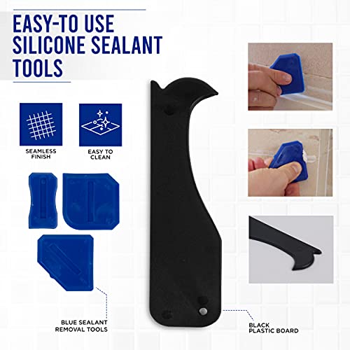 MIH TOOLS Caulking Tool Kit-[34 Pcs] 3 in 1 Silicone Caulking Tools, Grout & Caulk Remover Scraper, Sealant Finishing, Stainless Steelhead, Glass Glue Angle Scraper for Kitchen, Bathroom Floor, Window