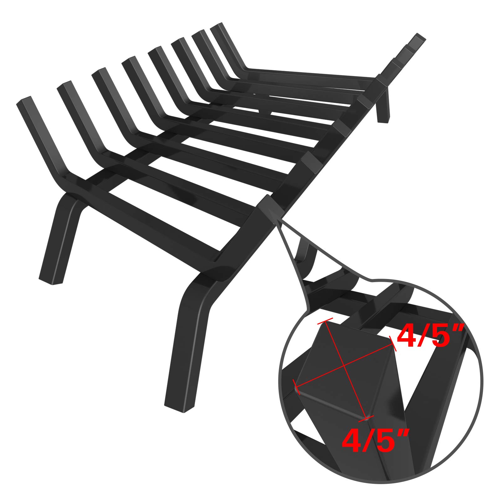 hykolity 30 in. Fireplace Log Grate, Heavy Duty Solid Steel Firewood Burning Rack 4/5" Bar Fire Grates