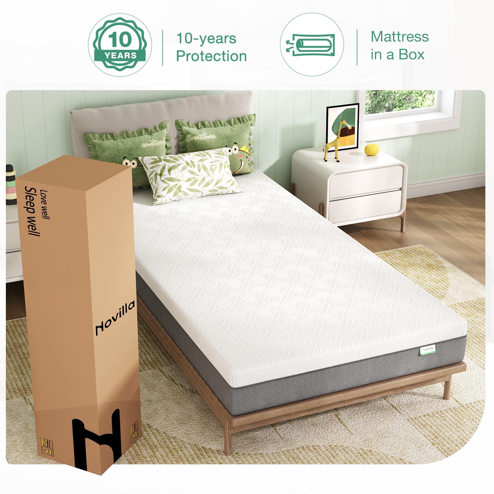 Novilla Queen Mattress, 6-Inch Gel Memory Foam Mattress for Cool Sleep & Pressure Relief,Medium Firm Queen Size Mattress in a Box, Bliss