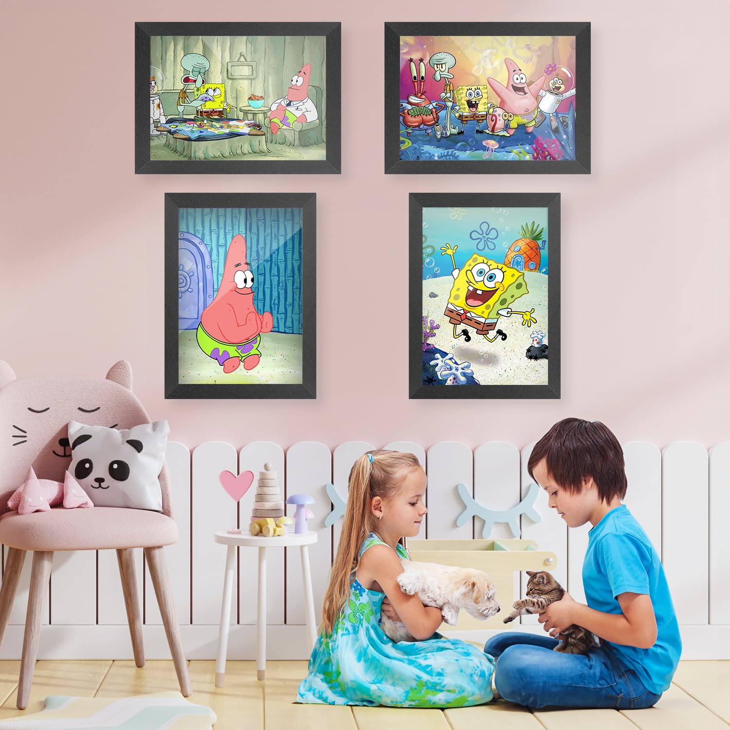 EAOAK Kids Art Frames Changeable, [4-Pack] 11.8x8.3 IN (A4 Paper) Front-Opening Kids Artwork Frames, Holds up to 150Pcs Kids Art Projects - Great for Home, Office, Drawing Storage [Black]