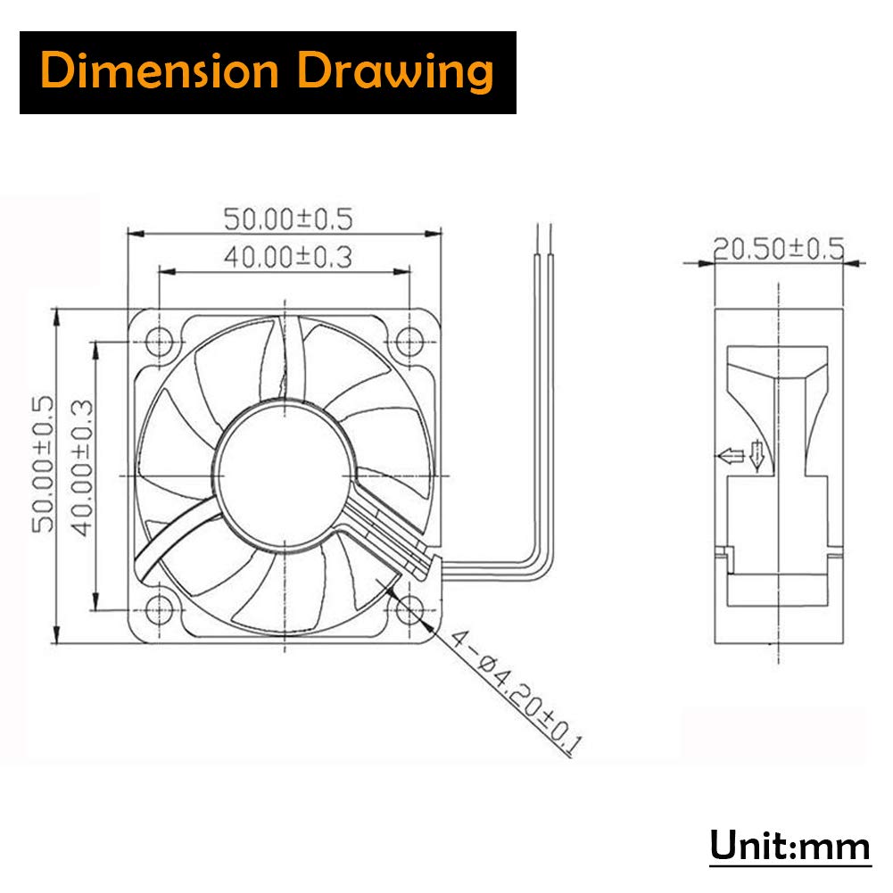 GDSTIME 2 Pack 50mm x 50mm x 20mm 12V DC Brushless Cooling Fan