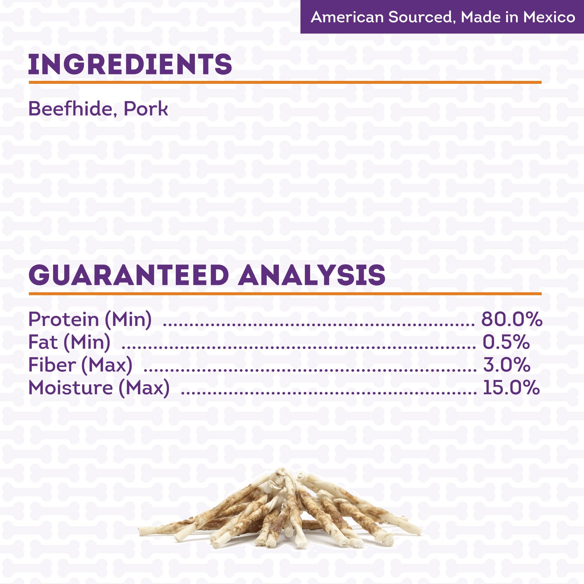 Treatly Combo Chews Beefhide Twist Sticks 5" w/Pork Meat Wrap Dog Chew Treats - 20 Count/1 Pack