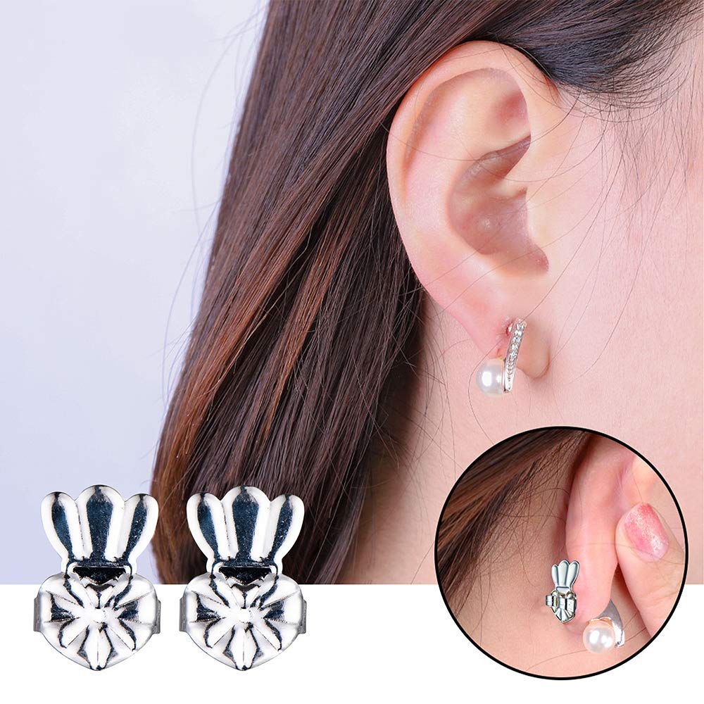 Earring Backs for Droopy Ears - Earring Lifters (2 Earring Lifters + 2 Earring Backs + Jewelry Box) - Earing Backs Secure Rubber - Earring Backs Rubber Earring Backs Clear Earring Backs Replacements