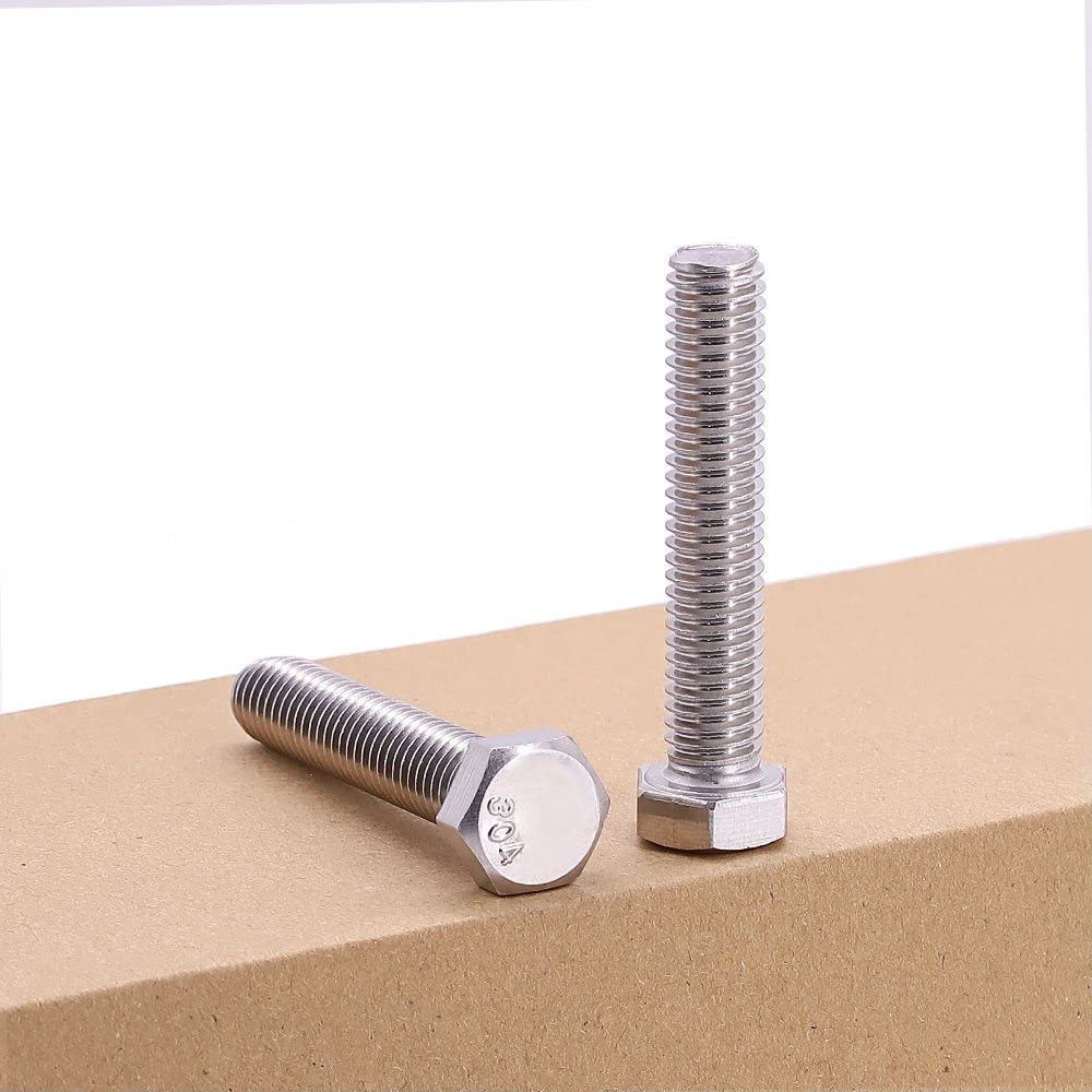 M8-1.25 x 70mm (10 pcs) Hex Head Bolts, 304 Stainless Steel 18/8, Hexagon Head Bolts, Full Thread Coverage, Coarse Thread, Strong, Durable, Thread Size Ranges from 3mm to 20mm Head Bolts, DIN933