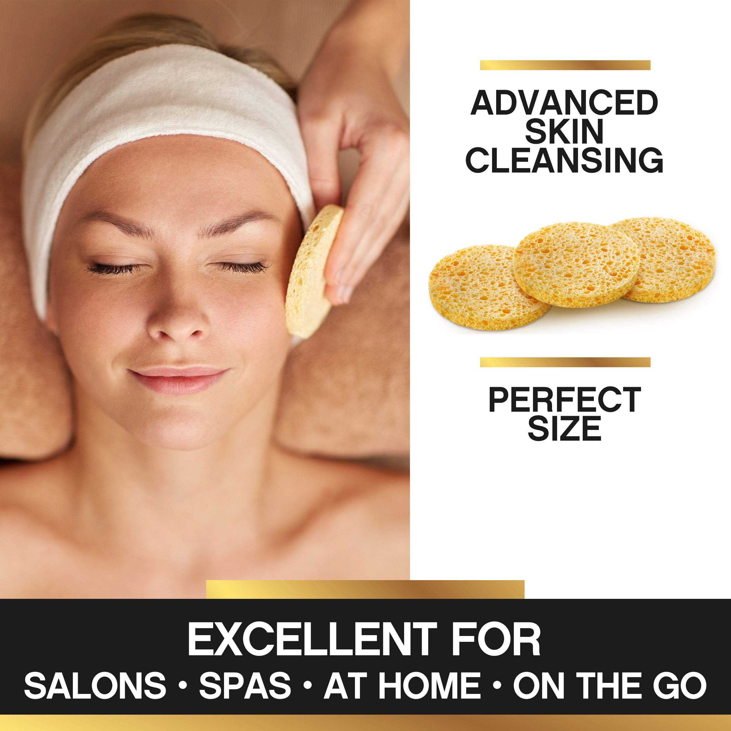 Facial Sponges 100% Natural Compressed Cellulose (50 Count Pack) | Eco-Friendly & Reusable | Makeup Remover Pads/Sponge | Exfoliating Facial Wash/Scrub & Skin Cleanser