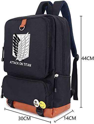 Roffatide Anime Attack on Titan Wings of Freedom Laptop Backpack Printed Schoolbag Bookbag Cosplay Rucksack Daypack Black
