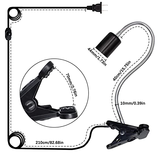 Pet Heating Light Lamp,Turtle Tank Light for Rreptiles,Flexible Clamp Lamp,Stand Heat Lamp,Adjustable Reptile Clamp Heat Lamp,with Clamp E27 Base 360° Hose Aquarium,for Reptiles Lizard Turtle,No Bulb