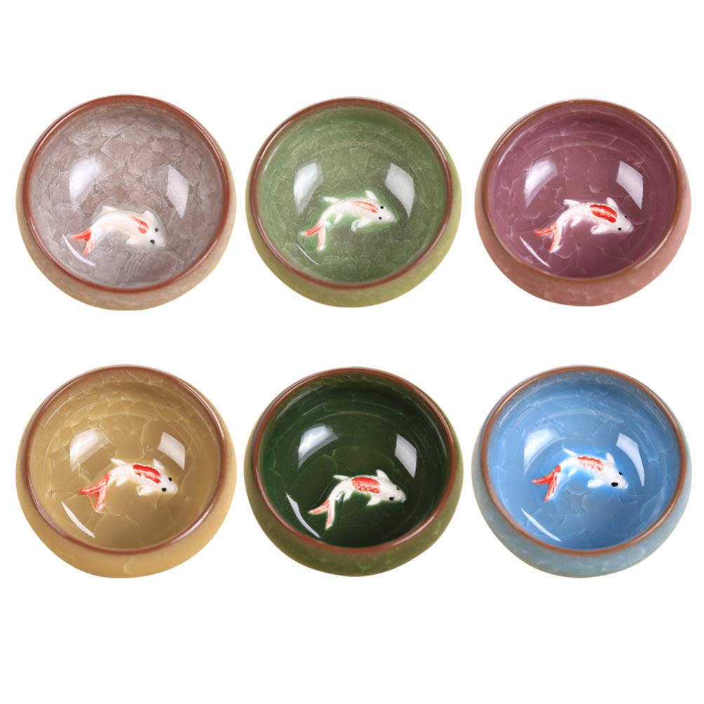 Hemoton 6pcs Ceramic Kung Fu Tea Cups Chinese Japanese Vintage Handmade Ceramic Tea Set Porcelian Asian Tea Cups Ceramic Teaware for Outdoor and Office