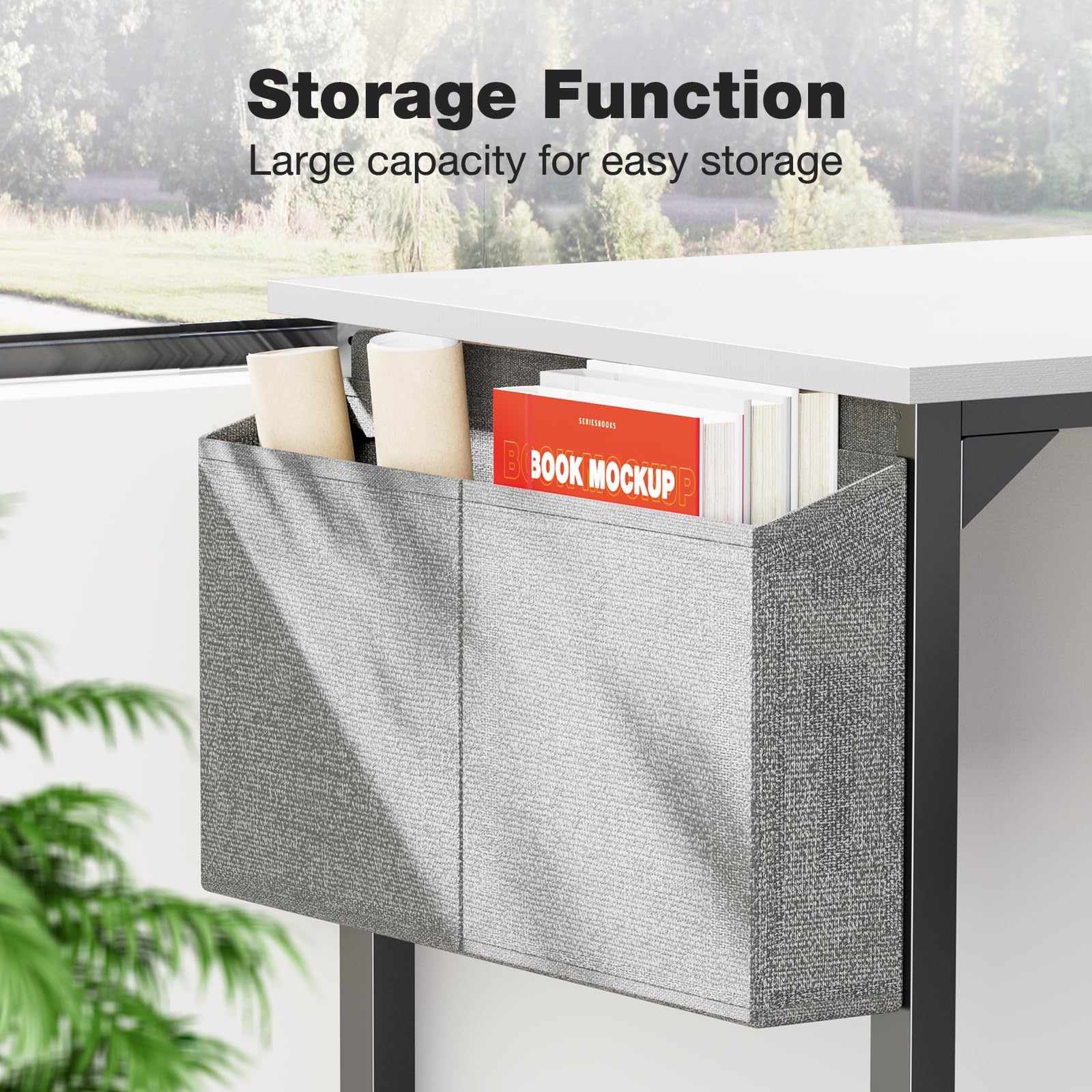 OLIXIS Computer Small Desk 32 Inch Home Office Writing Study Work Storage Bag Headphone Hooks Simple Modern Wood Kids Student Table, Basic White