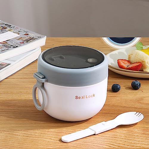 Piscepio Overnight Oat Containers with Lids and Reusable Plastic Spoons,17oz Portable Stainless Steel Yogurt Breakfast On The Go Cups, Cups for Cereal,Milk and fruit Salad Storage Container 3pcs (3)