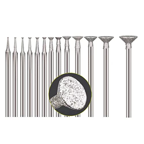 Luo ke 13 Pcs Triangle Type Diamond Burr - 3/32'' Shank Diamond Mounted Engraving Bits Stone Carving Set For Rotary Tools