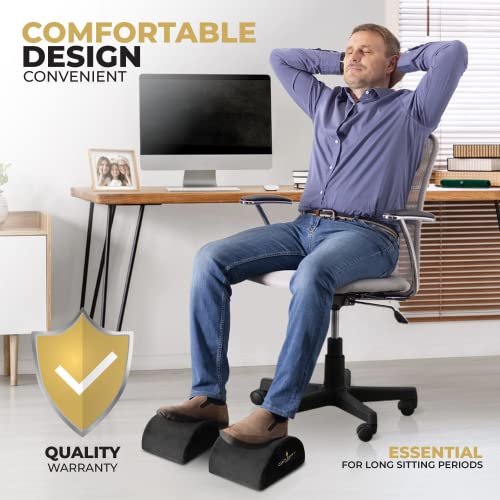 Gentlemen's Lounge Footrest - Expandable Office Foot Rest Under Desk for Widespread Sitting - Premium Foam, Moisture-Wicking Cotton Blend, Back and Hip Pain Relief, Foot Support