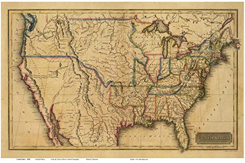 The United States of America 1820 Map - USA Reprint Morse