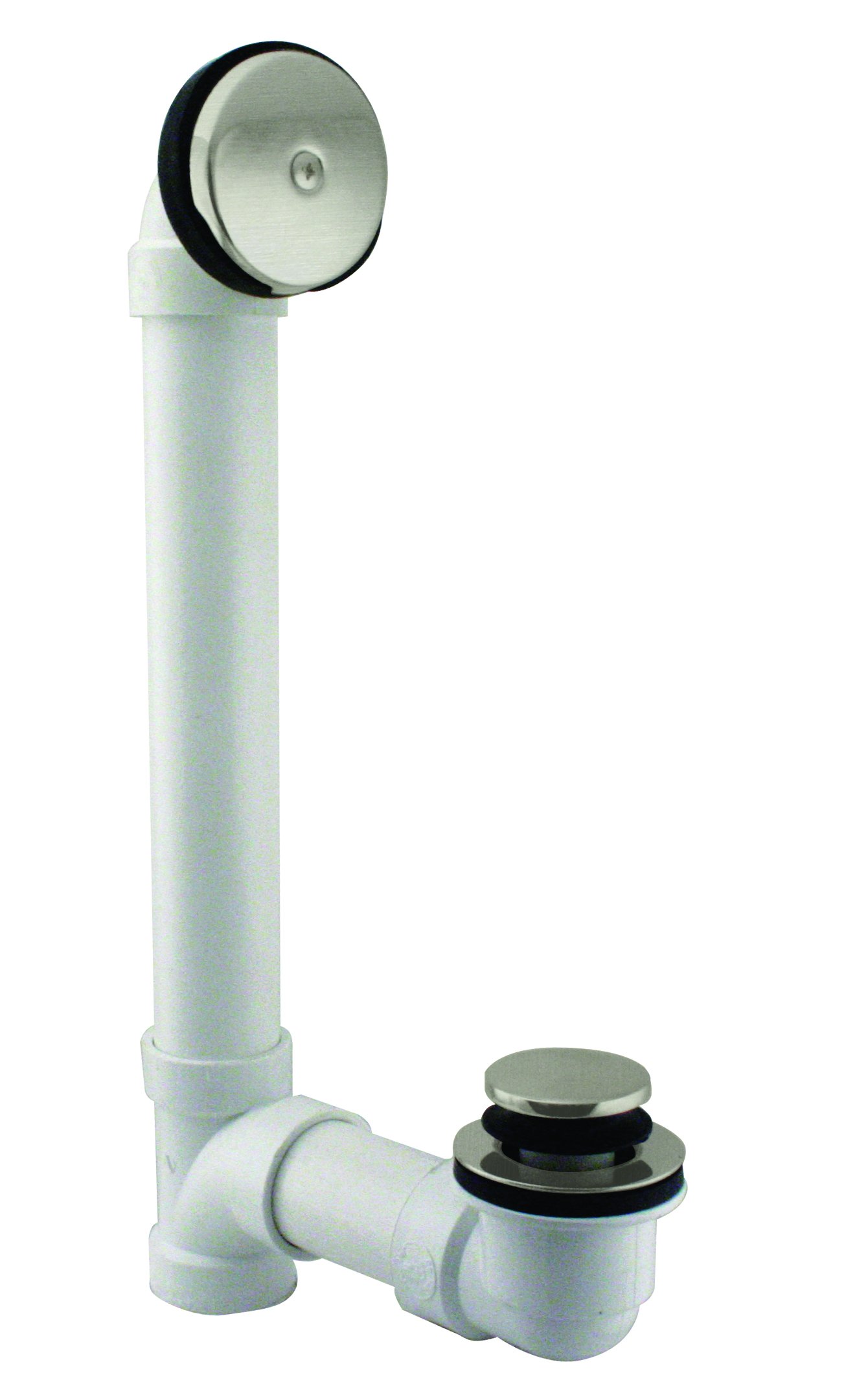 Westbrass Tip-Toe Sch. 40 PVC Bath Waste with One-Hole Elbow, Stainless Steel, D49321-20
