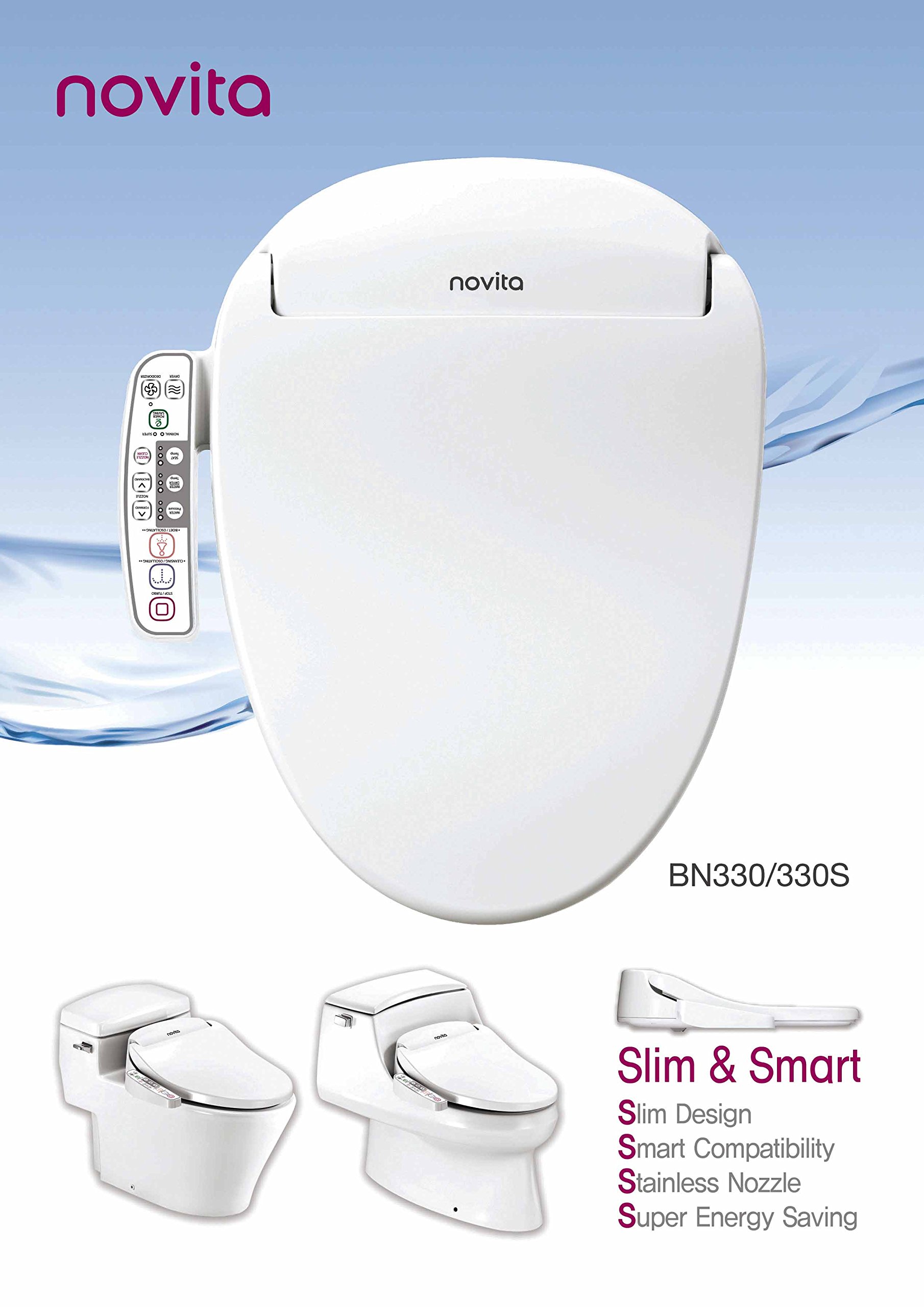 Novita Slimline Bidet Toilet Seat Round Model BN-330S