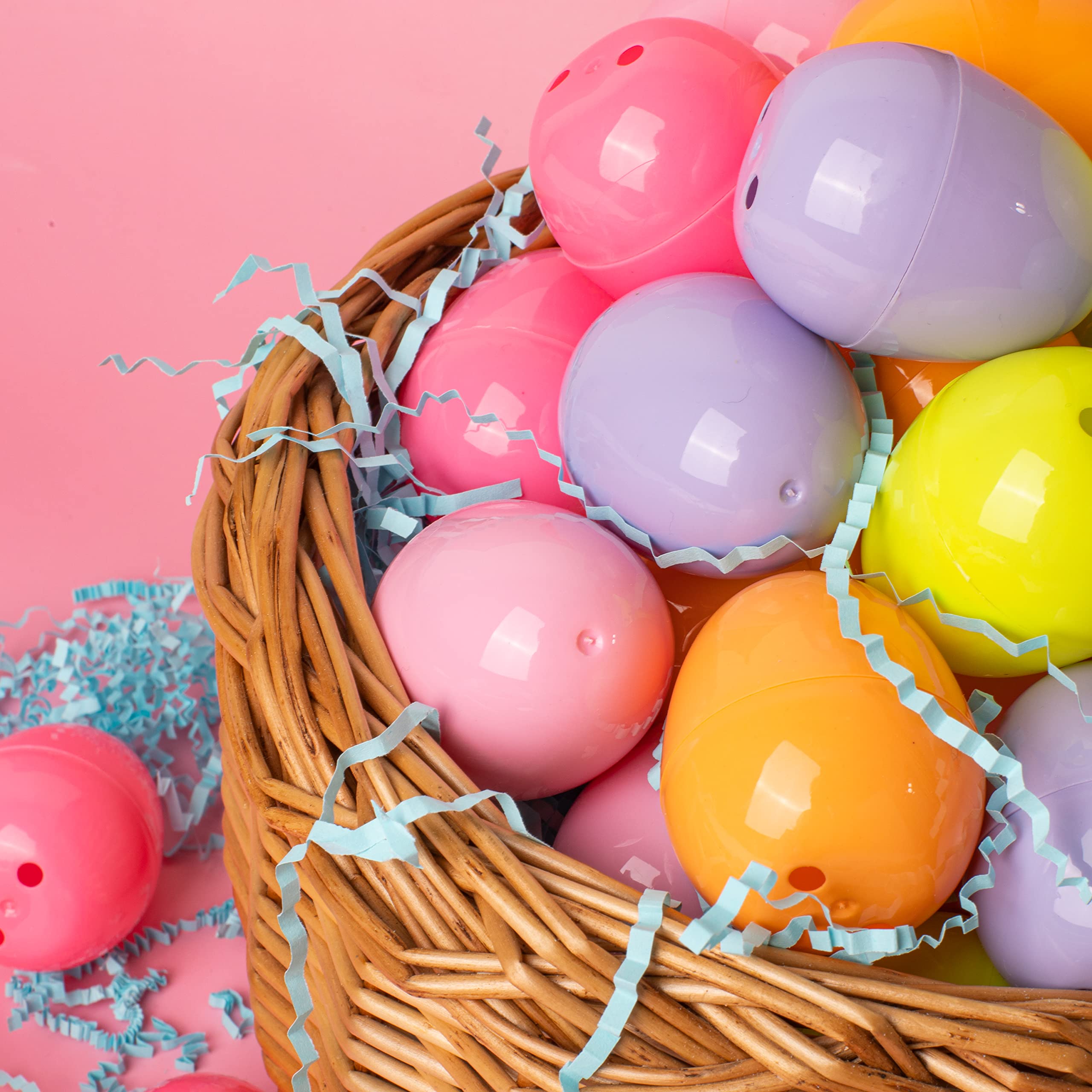 JOYIN 50PCS 2.3" Pastel Easter Eggs, Empty Easter Eggs Fillable, Colorful Bright Plastic Eggs Bulks for Easter Hunt, Filling Treats, Party Favor, Easter Basket Stuffers, Classroom Prize Supplies