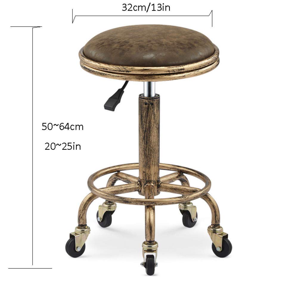 Hairdressing Saddle Stool with Wheels,Lash Stool with Blue PU Synthetic Leather Seat,Adjustable Height 50-64 cm,Supported weight 160 Kg,Barber Stoolfor Hairdresser Barber Tattoo Also for Home Office