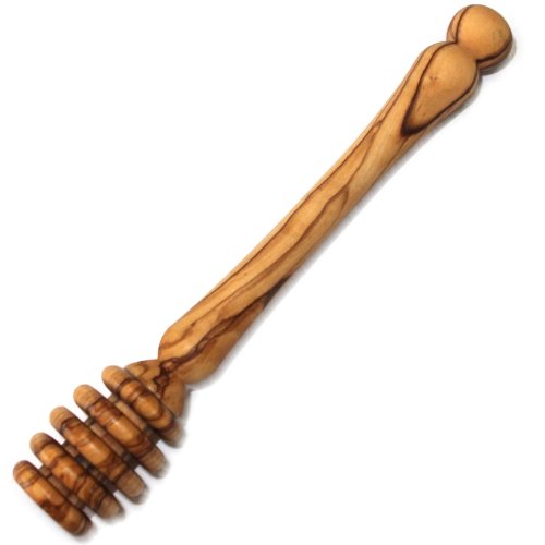 Handcrafted olive wood honey dipper (length 6") - Asfour Outlet Trademark