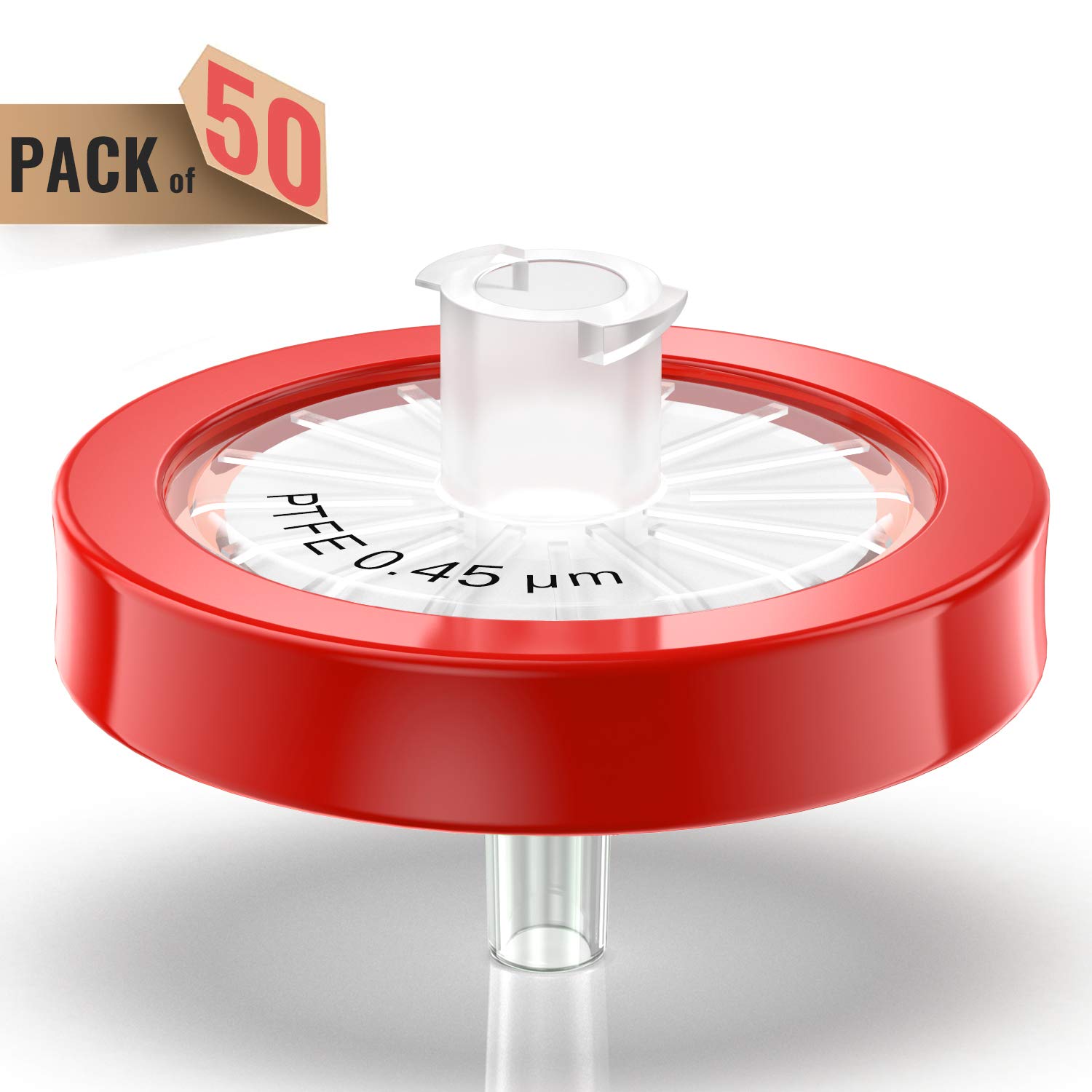 Syringe Filters PTFE Hydrophobic 25 mm 0.45um Non Sterile 50/pk by KS-Tek