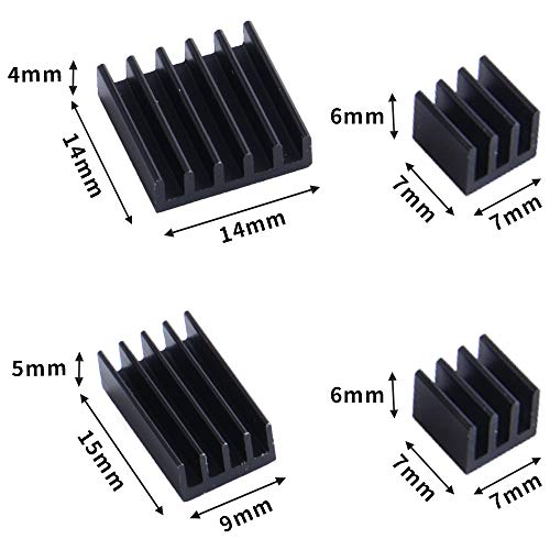 GeeekPi Heatsink for Raspberry Pi 4, Aluminum Heatsinks with Thermal Conductive Adhesive Tape for Raspberry Pi 4 Model B (Raspberry Pi Board is Not Included) (5 Pack Black)