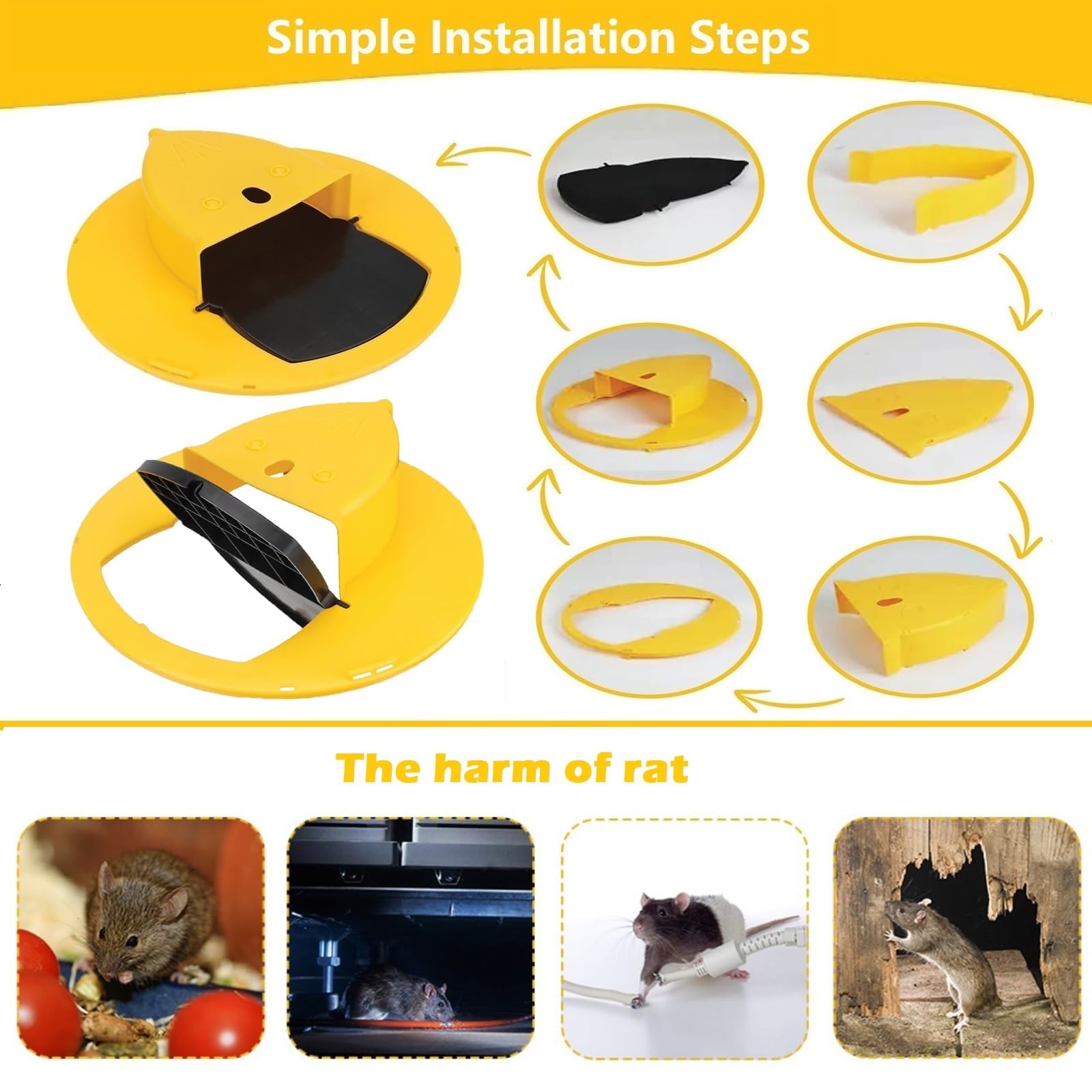 Mice Mouse Trap Bucket Flip Lid,Mouse Trap Bucket Indoor Outdoor,Humane Mouse Trap,Mouse Trap Bucket Lid Auto Reset | 5 Gallon Bucket Compatible | Mouse Trap Bucket Lid (2 Pack) aa2