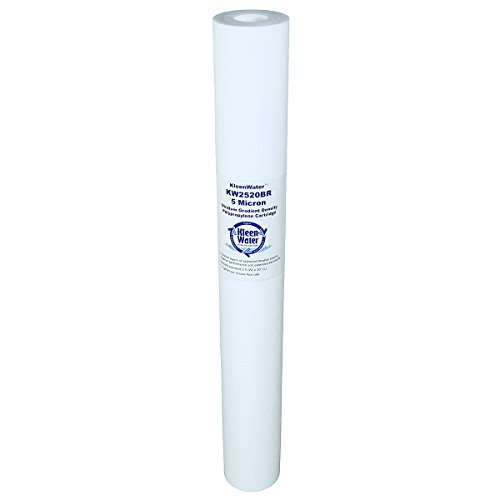 KleenWater Dirt Sediment Water Filter, 20 Micron Replacement Cartridges, 2.5 x 20 Inch Melt Blown, Set of 6 with O-Ring
