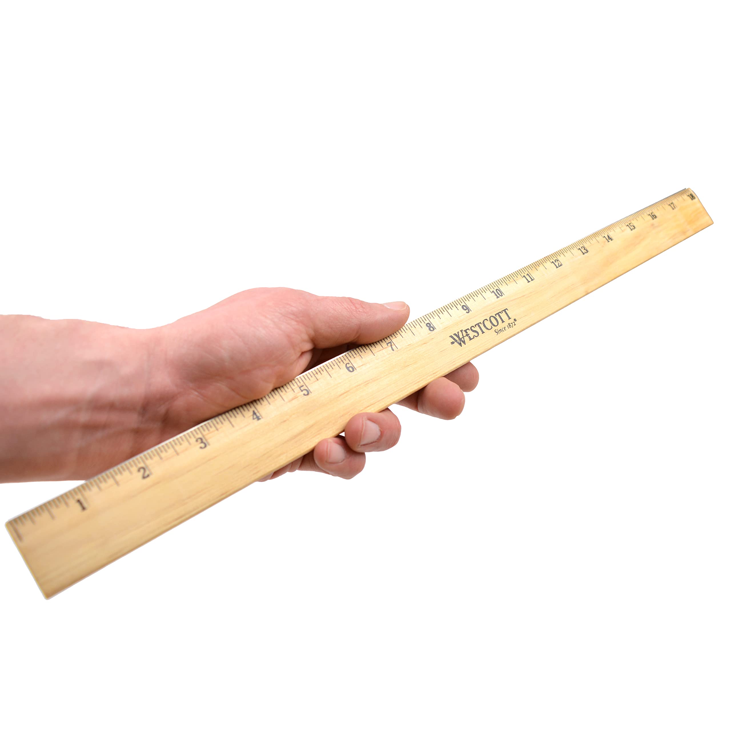 Westcott 05018 Beveled Wooden Ruler with Single Metal Edge, 18 Inch