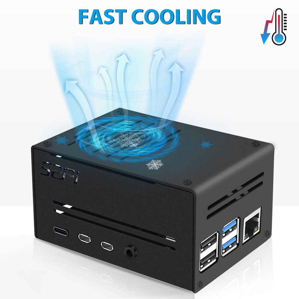 GeeekPi Metal Case with Fan for Raspberry Pi 4, Pi 4B Case with Low-Profile CPU Cooler and RGB Cooling Fan (Silver)