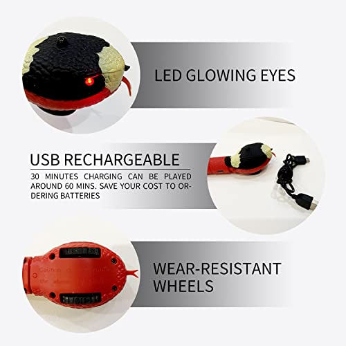 Pet2U 1PC Snake Cat Toy for Cats, Smart Sensing Snake Rechargeable, Automatically Sense Obstacles and Escape, Realistic S-Shaped Moving Electro-Sensing Cat Snake Toy, Interactive Toys for Cats