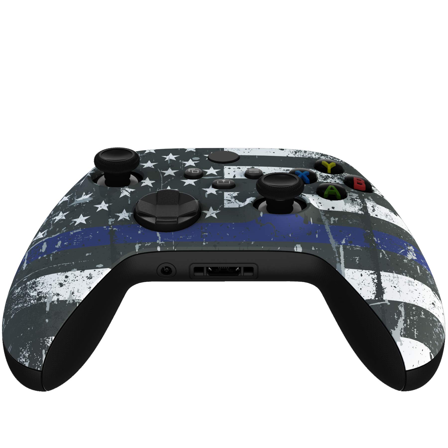 eXtremeRate The Thin Blue Purple Line Flag of USA Soft Touch Front Housing Shell Faceplate for Xbox Series X and Xbox Series S Controller Custom Accessories - Controller NOT Included