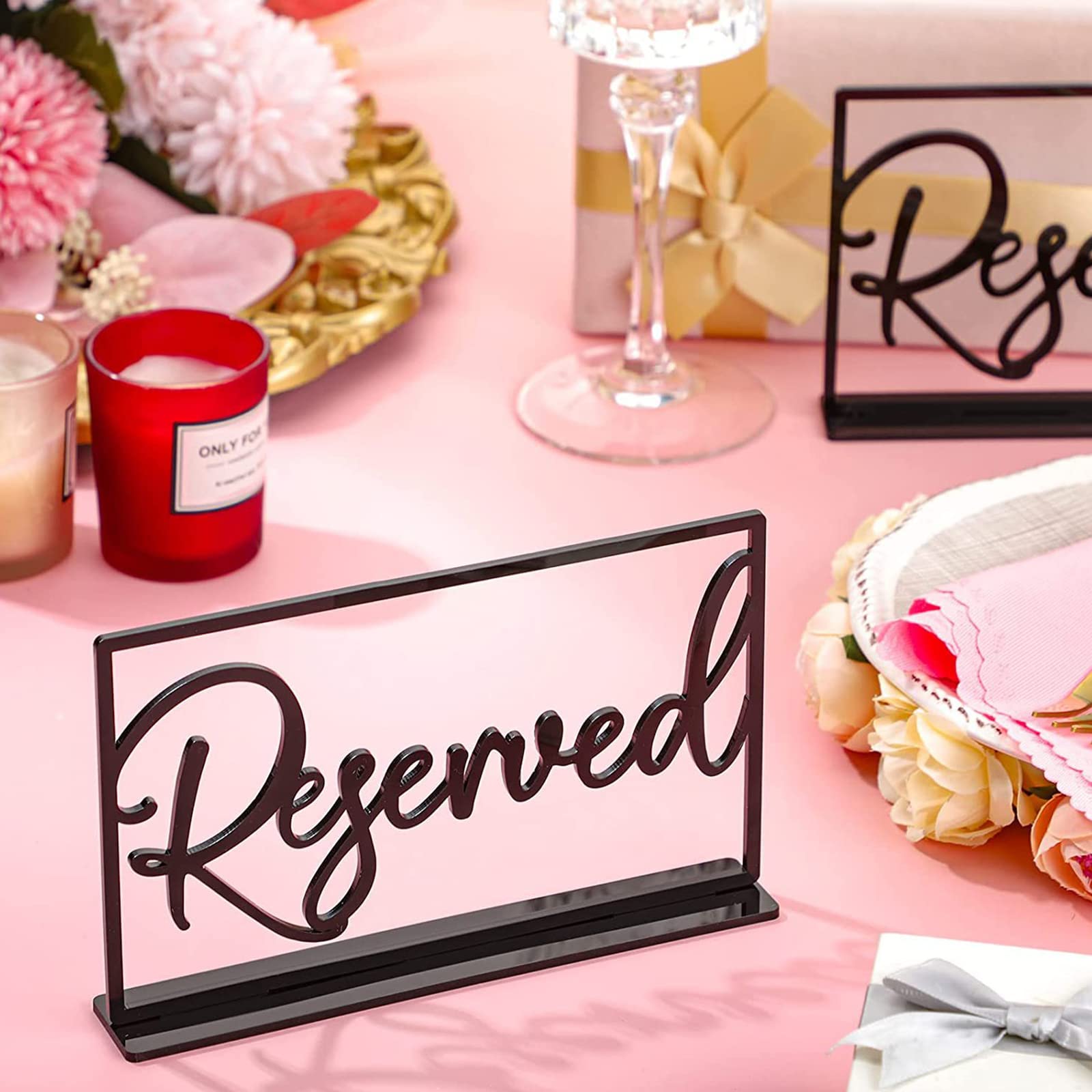 LKEWGHS Reserved Table Sign For Tables Standing Reserved Wedding Signs For Wedding Seating Office, Black