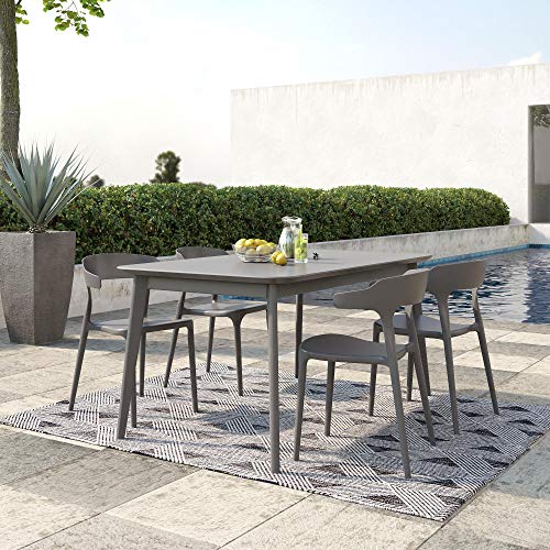 Novogratz Poolside Collection, Felix Stacking Dining Chairs, Indoor/Outdoor, 4-Pack, Charcoal
