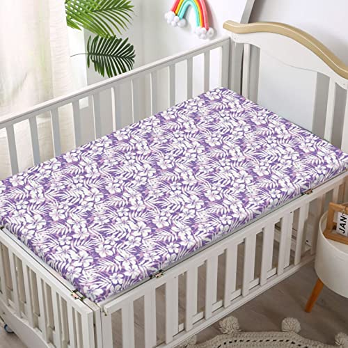 Purple Themed Fitted Mini Crib Sheets,Portable Mini Crib Sheets Ultra Soft Material-Great for Boy or Girl Room or Nursery,24β x38β,Lilac White Blue Violet