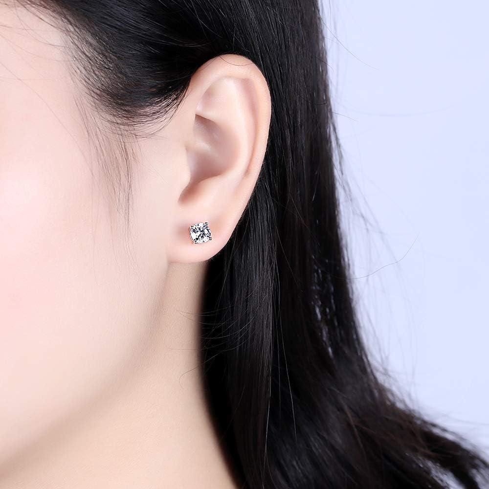 DovEggs 10K White Gold Post 1CTW 5mm Heart Arrows Cut Moissanite Stud Earrings Sterling Silver Push Back for Women (10K White Gold Post)