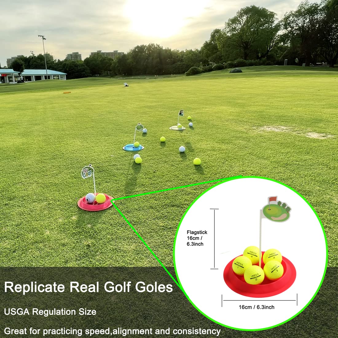 GLANC 3PCS Golf Putting Cups Hole with Flag, Putting Training Aids Practice Indoor and Outdoor Practice Putting Green Cup