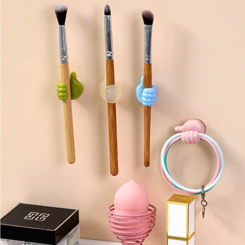 Thumb Hooks for Hanging, 15pcs Self Adhesive Thumb Cable Organizer Clips No Punching Key Hook Holder Wall Hangers, Multifunctional Nails-Free Utility Silicone Hooks Desk Wire Management Storage
