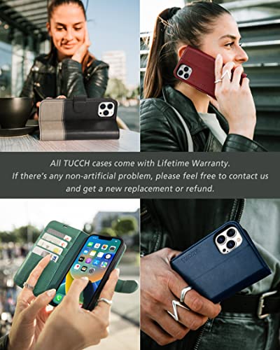 TUCCH Case for iPhone 14 Pro Max Wallet Case, [RFID Blocking] 4 Card Holder Stand [Shockproof TPU Interior Case] PU Leather Magnetic Protective Flip Cover Compatible with iPhone 14 Pro Max 6.7", Black