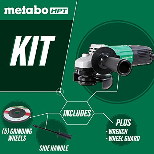 Metabo HPT Angle Grinder, 4-1/2-Inch, 5.1-Amp Motor, Small Grip Diameter, 4 Lbs (G12SS2)