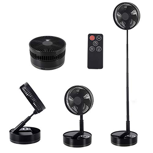 Upgraded Oscillating Fan Height Adjustable Folding and Portable Fan Rechargeable Battery Operated Fan with 4 Speeds Strong Wind for Home Office Travel, Camping, Battery Powered Fan 10800mAh(8.5-33.5h)