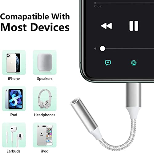 THYBDB Headphone Adapter for iPhone,to 3.5mm Headphone Jack Adapter, Audio Aux Jack Dongle Converter for iPhone 13 Pro max/13 Pro/13/12 Pro max/12 Pro/12/11 Pro/Max/X/Xs Max/XR/SE/7/8