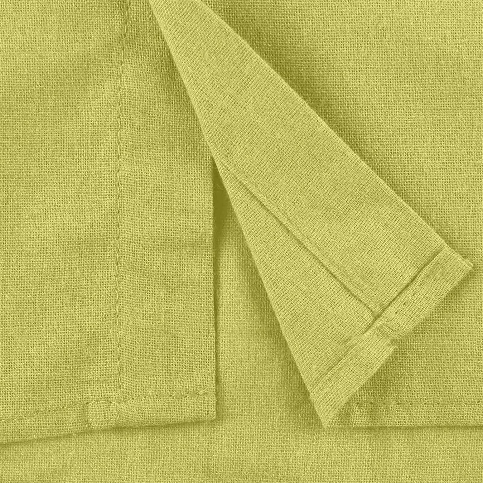 Men's Linen Button Down Shirts Casual Long Sleeve Summer Beach Shirt Tops Lightweight Solid Color Loose Fit Shirt (Yellow 2,XX-Large)