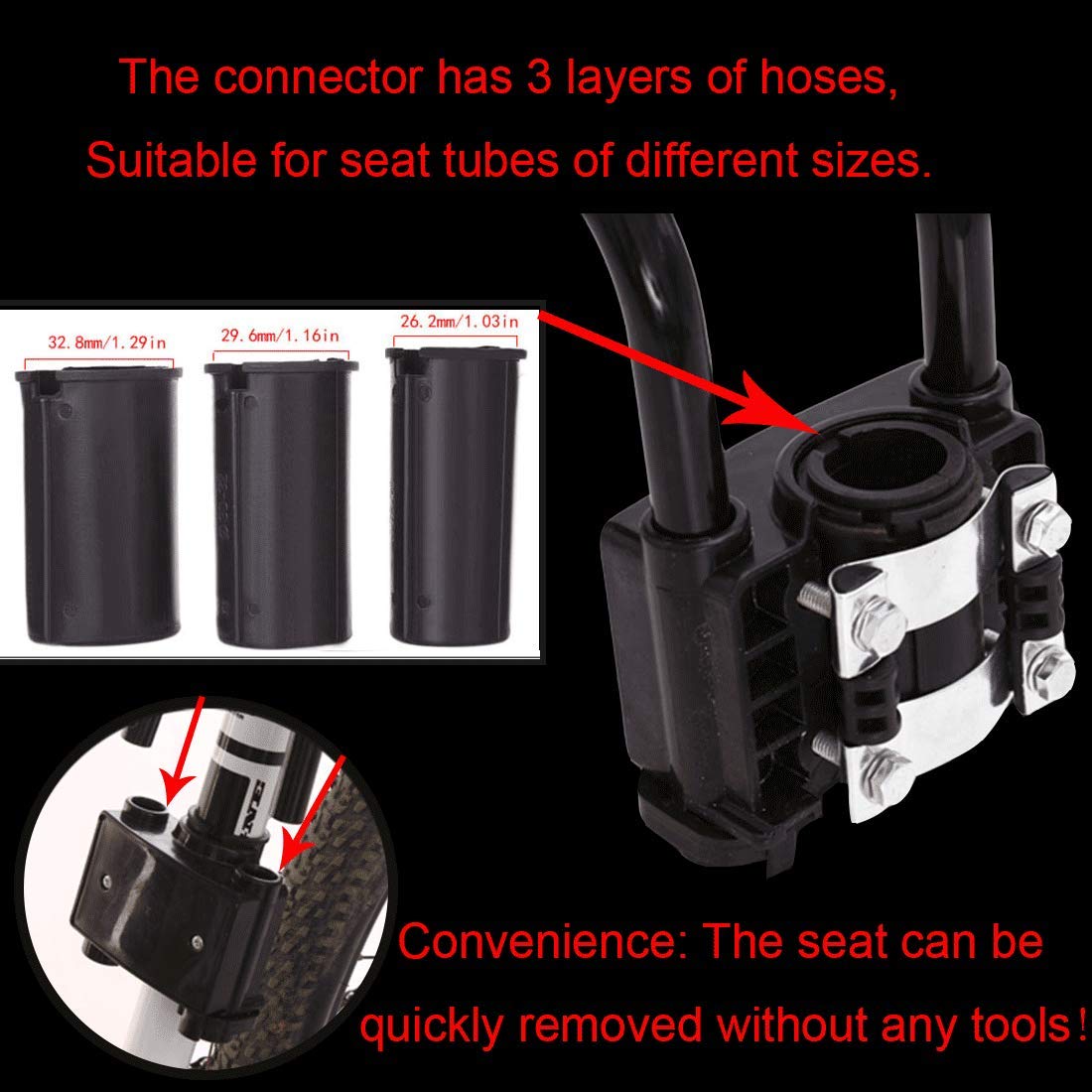 FenglinTech Baby Bike Seat, Child Safety Carrier Front Seat with Armrest and Foot Pedals
