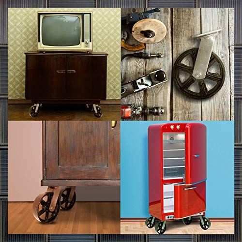 FactorDuty 4 Pack 8" Vintage Caster Wheels Swivel Black Cast Iron Heavy Duty Casters Industrial 4800LB Overall Capacity Rustic Retro Antique Cart Style Old Style